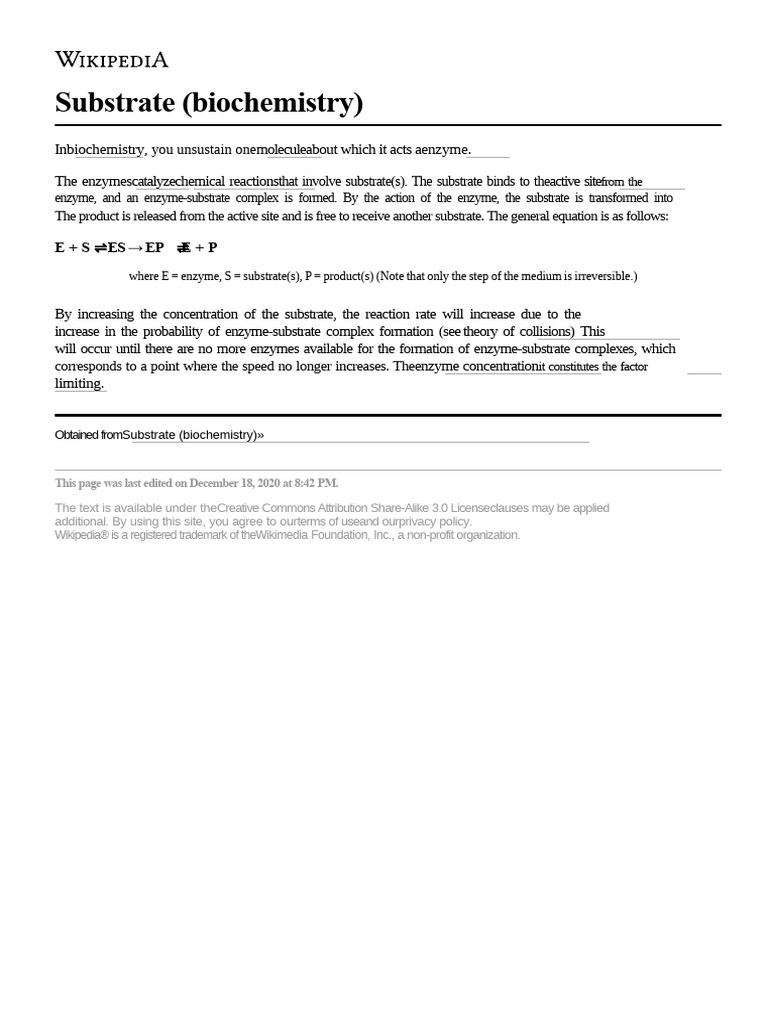 Substrate (Biochemistry) | PDF