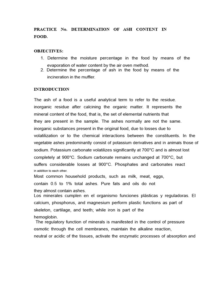 Determination of Ashes | PDF | Salt (Chemistry) | Foods