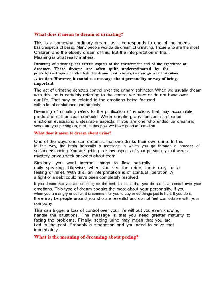 What Does It Mean To Dream About Urinating | PDF | Urination | Dream
