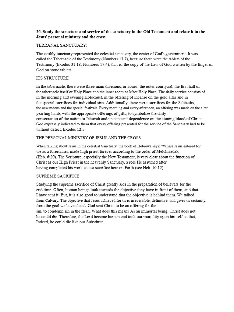 Structure of The Sanctuary and The Ministry of Christ | PDF