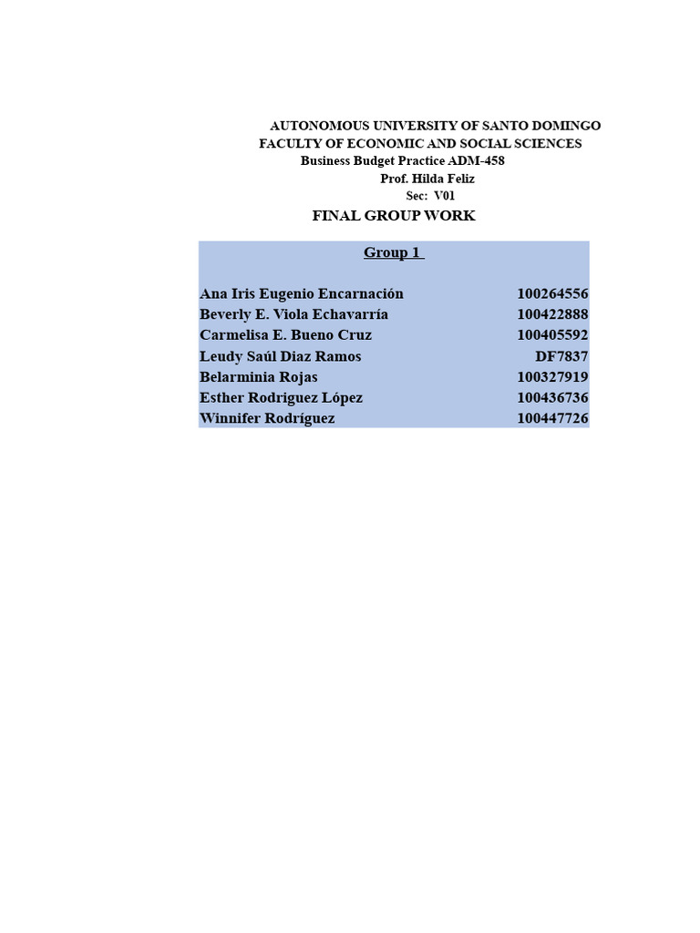 Final Project Group 1 Sec v01 | PDF | Expense | Budget