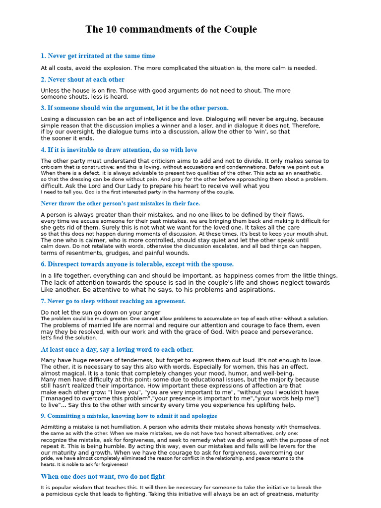 10 Commandments for Healthy Couples | PDF | Forgiveness