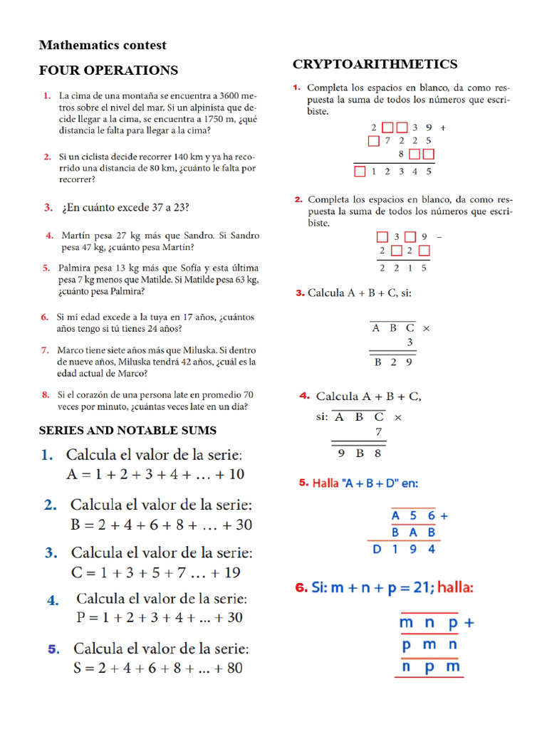 Math Contest Puzzles 1 | PDF