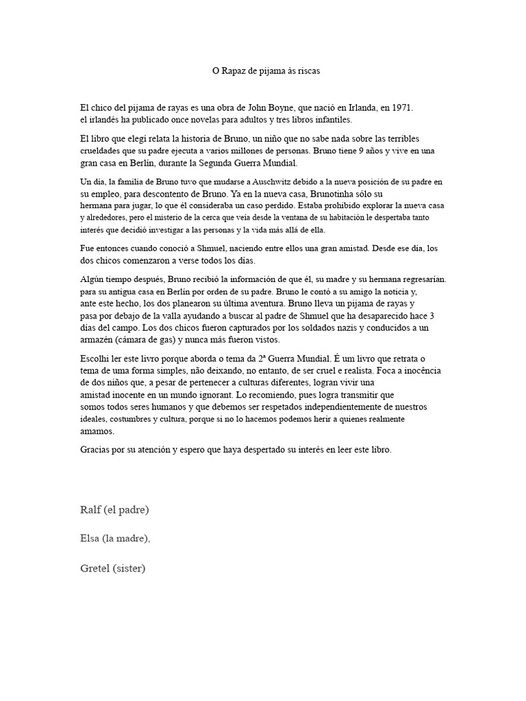 El Chico de Pijama de Rayas | PDF