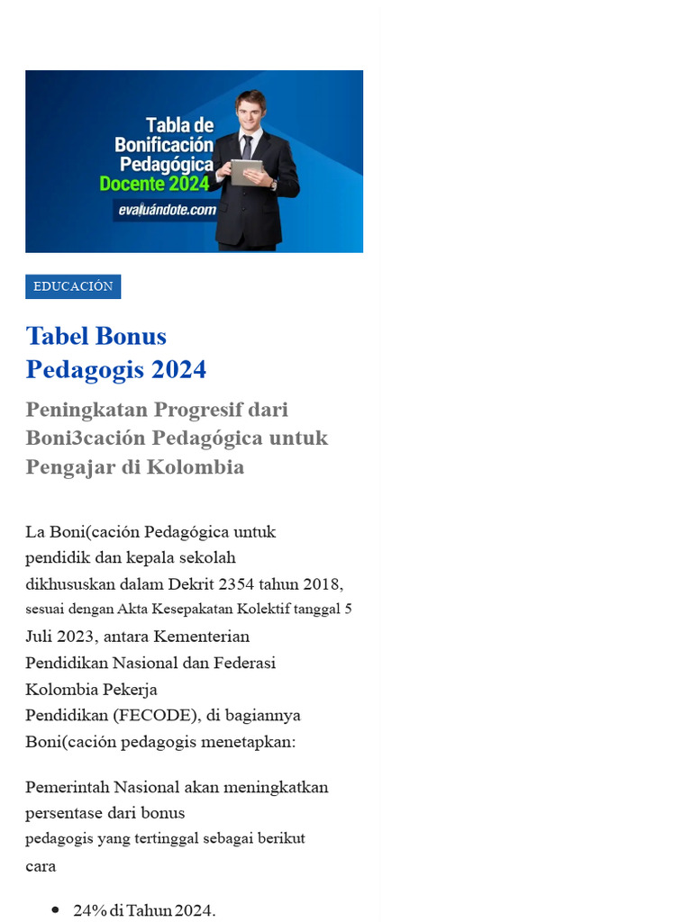 Tabel Bonus Pedagogis 2024 - Mengevaluasi... | PDF