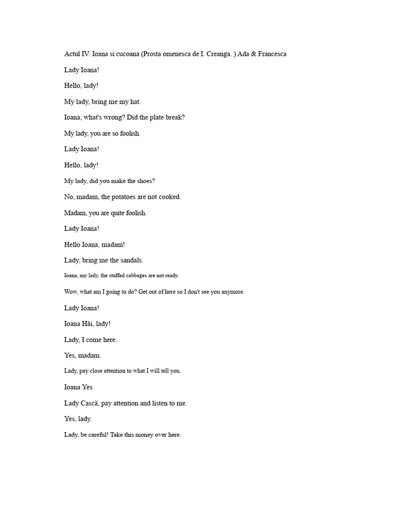 Ioana and The Lady Text The Human Folly | PDF