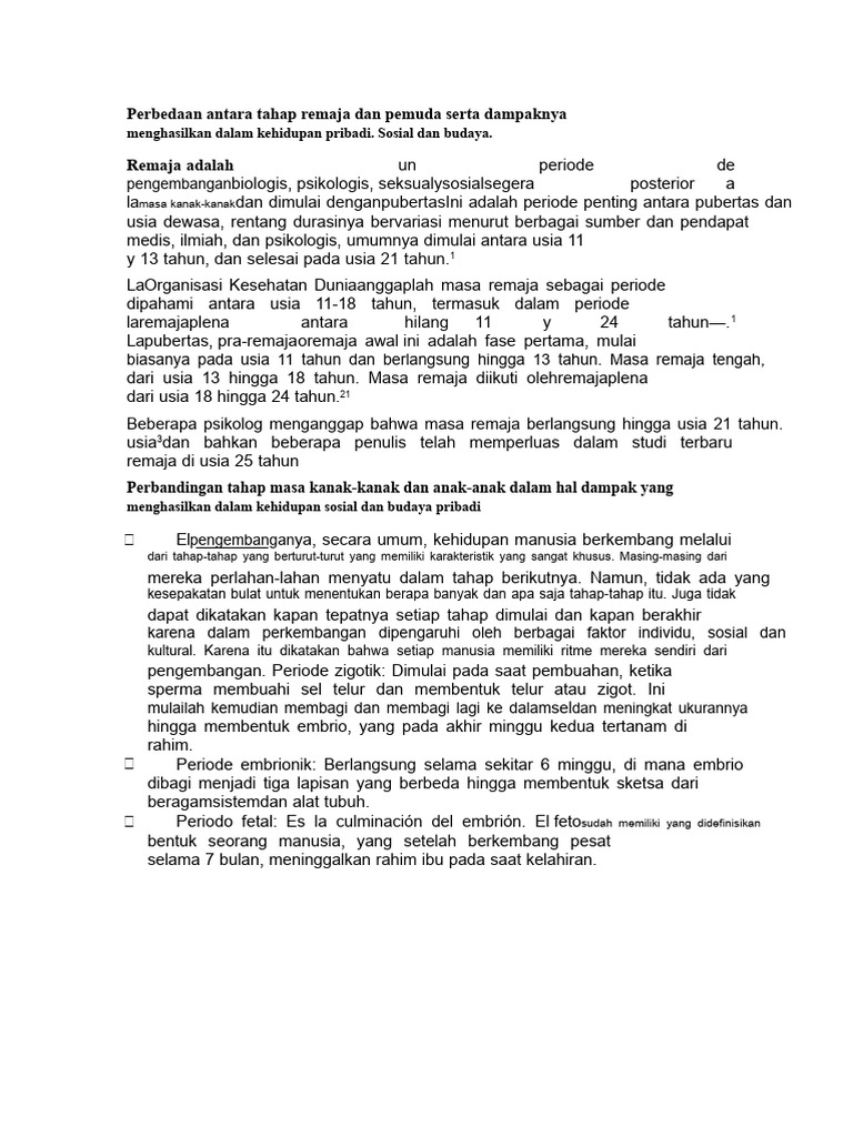 Perbandingan Remaja dan Pemuda dalam Perkembangan | PDF