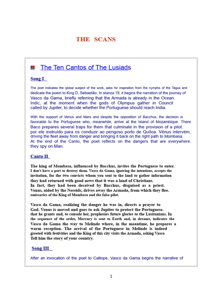 Summary of The Lusiads Canto X | PDF | Portugal