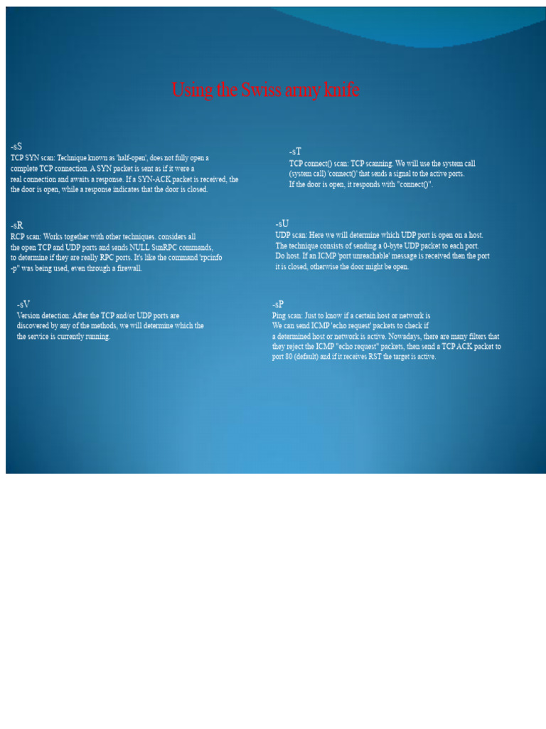 NMAP commands | PDF | Transmission Control Protocol | Port (Computer Networking)