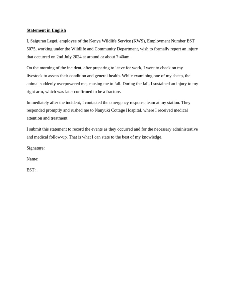 Statement in English | PDF