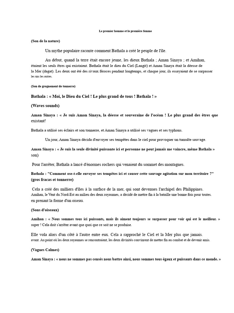 Création des premiers humains aux Philippines | PDF | Plaie | Divinités