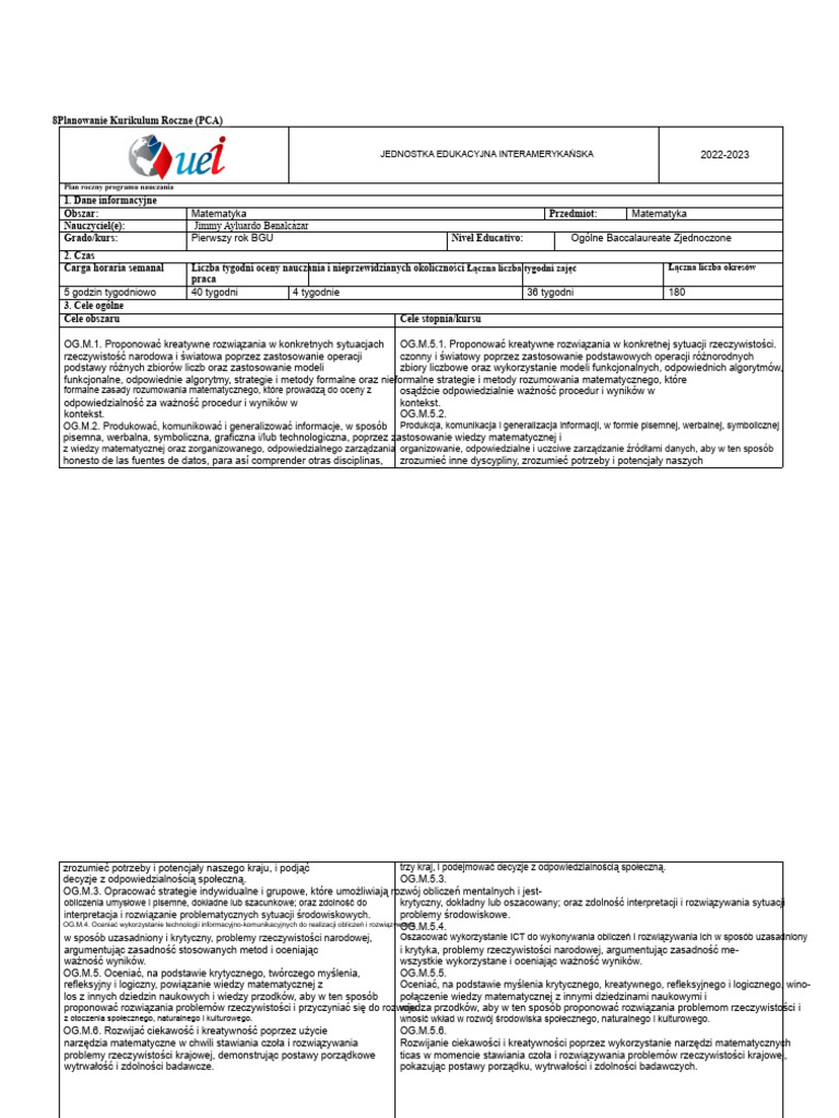 Matematyka 1 BGU PCA-PUD Sześć Jednostek | PDF
