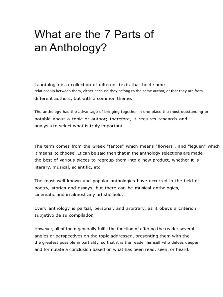 7 Essential Parts of an Anthology | PDF | Essays | Books