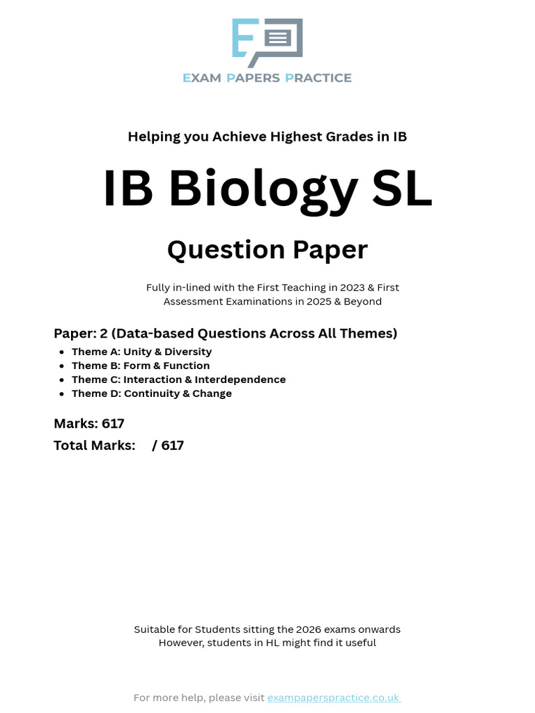 IB Biology SL Exam Guide for 2026 | PDF | Student Assessment And ...