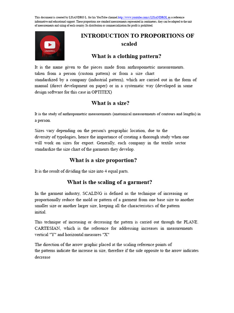 Clothing Pattern Proportions Guide | PDF | Clothing | Anthropometry