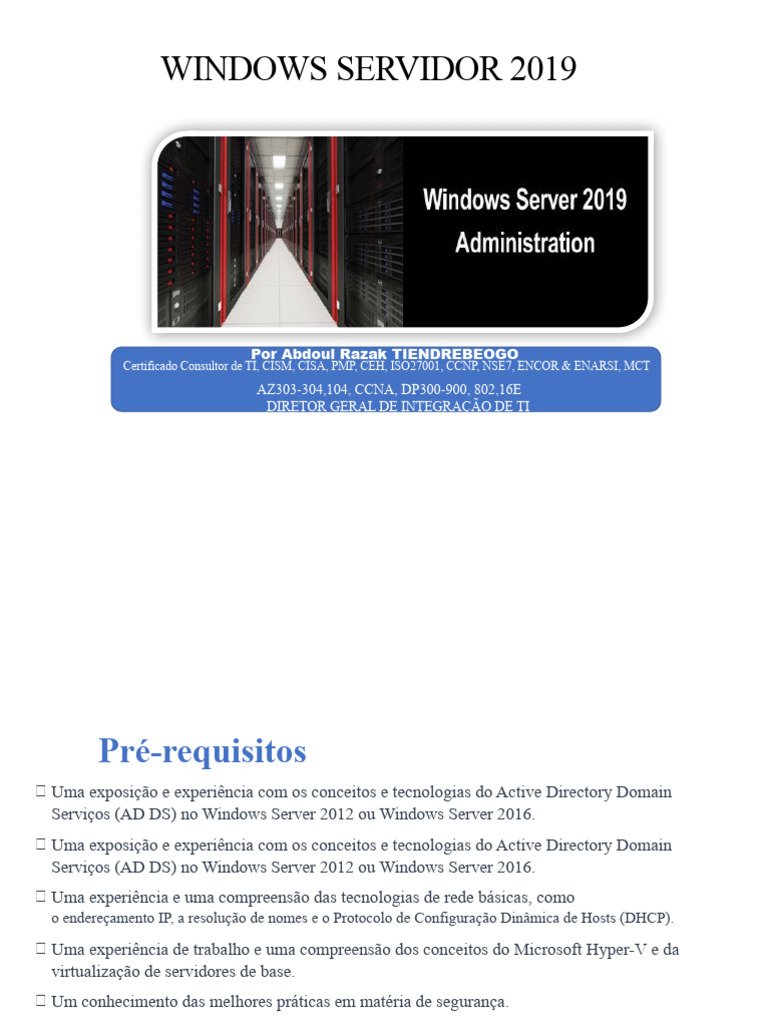WINDOWS SERVER 2019 (Módulo 1) | PDF | Diretório ativo | Servidor (informática)