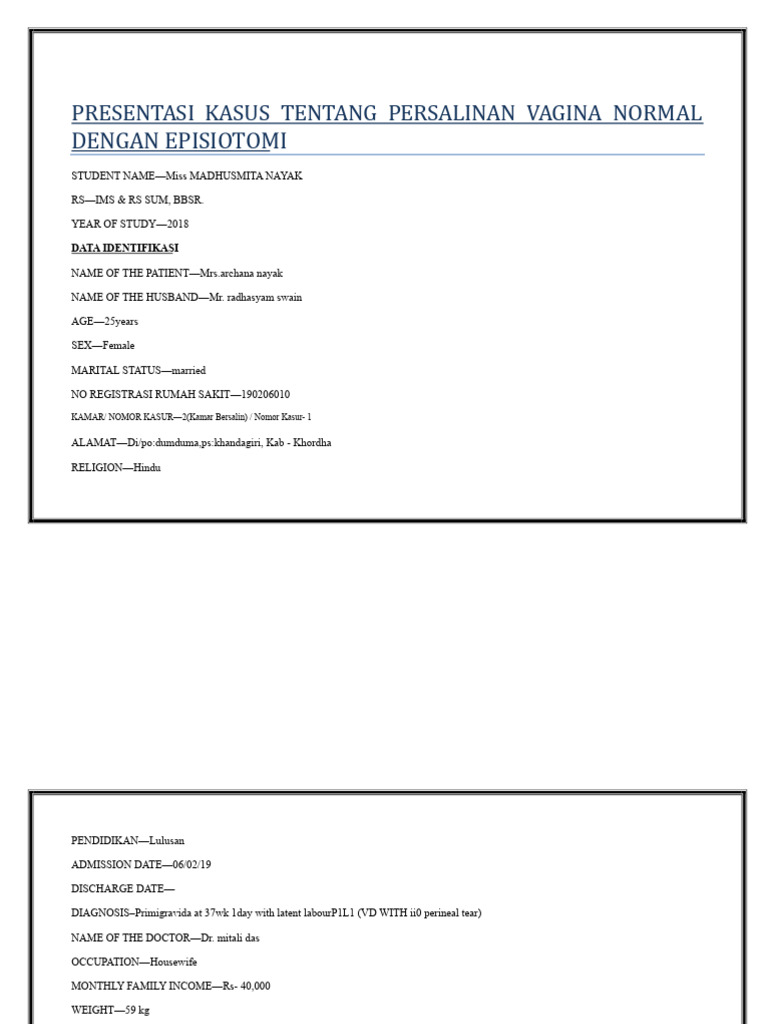 Studi Kasus Tentang Persalinan Normal | PDF