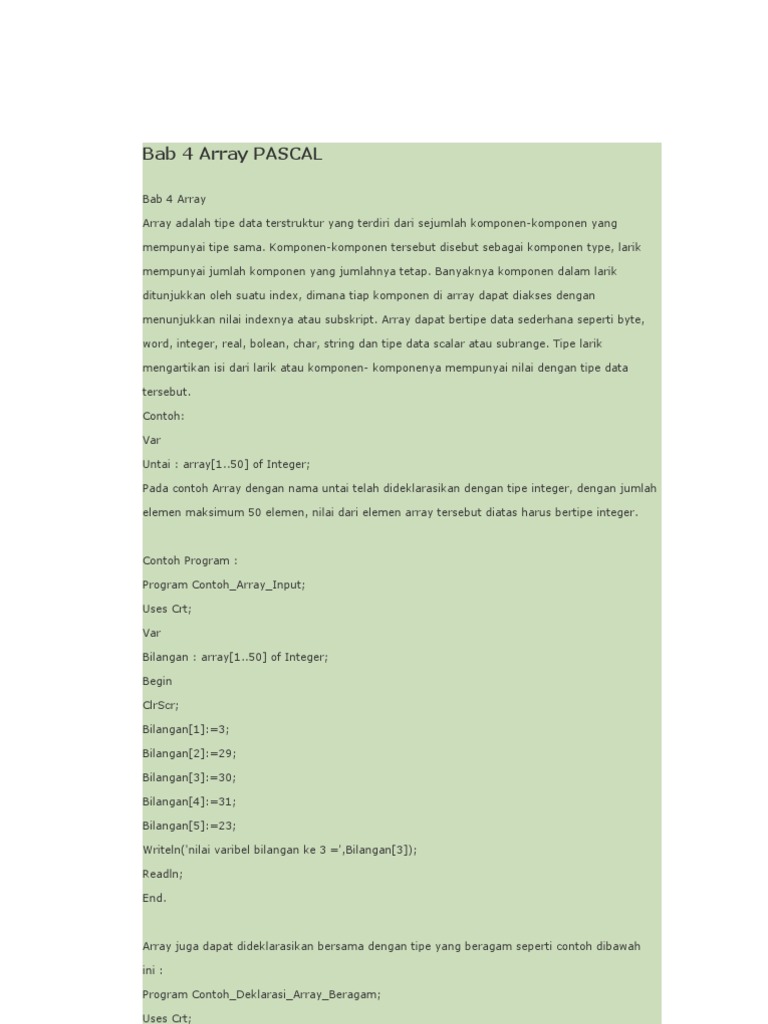 Bab 4 Array Pascal | PDF