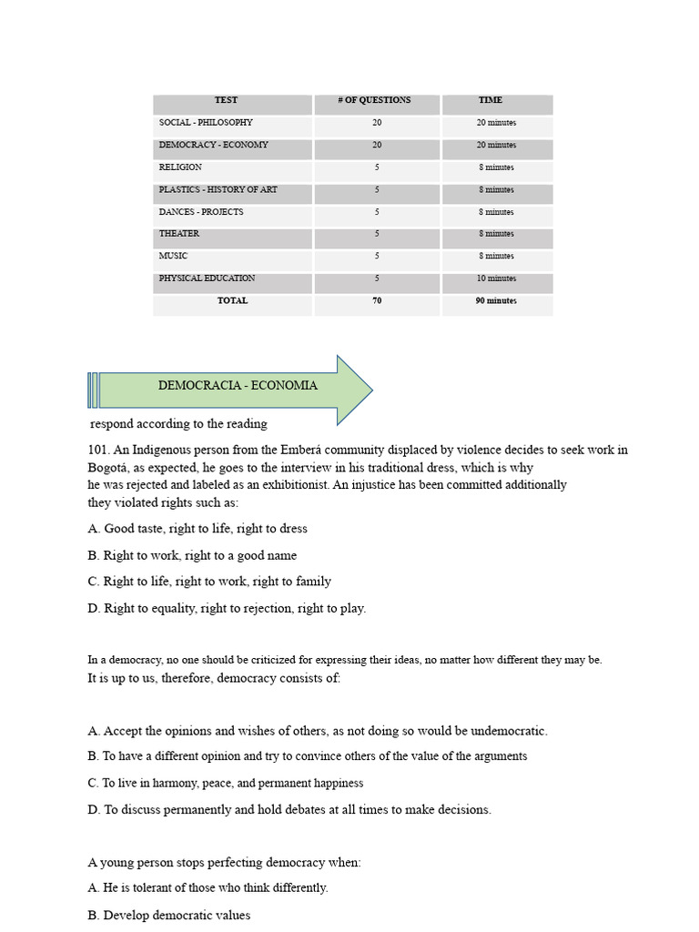 Democracy Evaluation Grade 8 II Trimester 2019 | PDF | Democracy | Political Ideologies