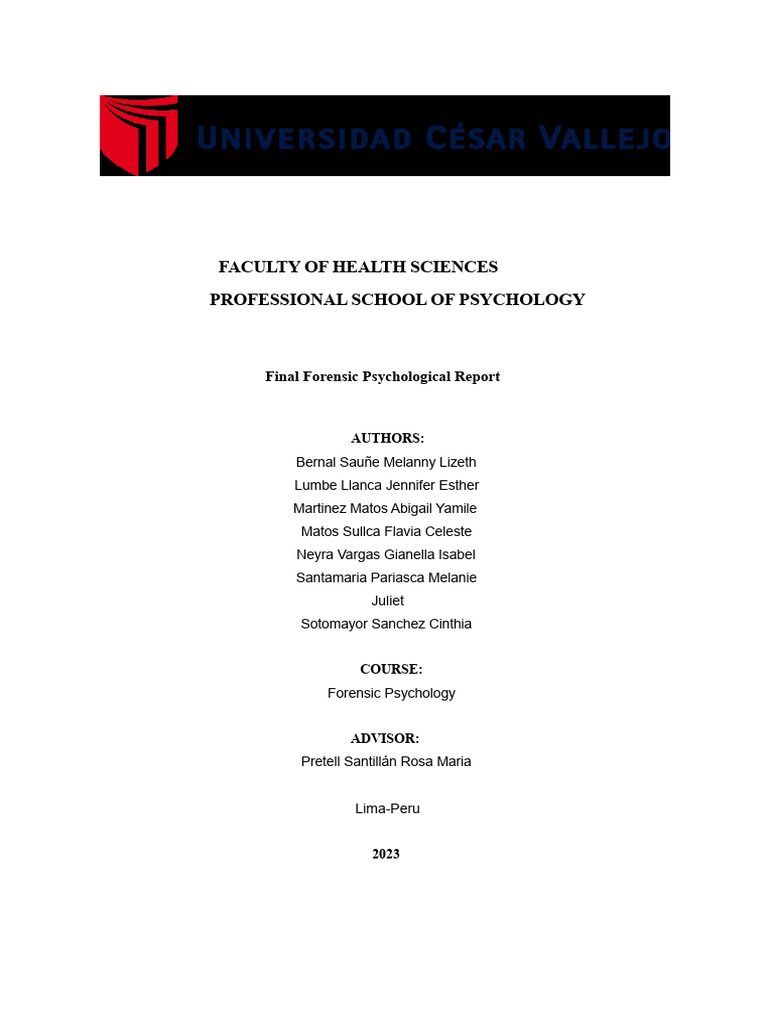 Forensic Psychology Report on Parricide | PDF | Personality Disorder ...
