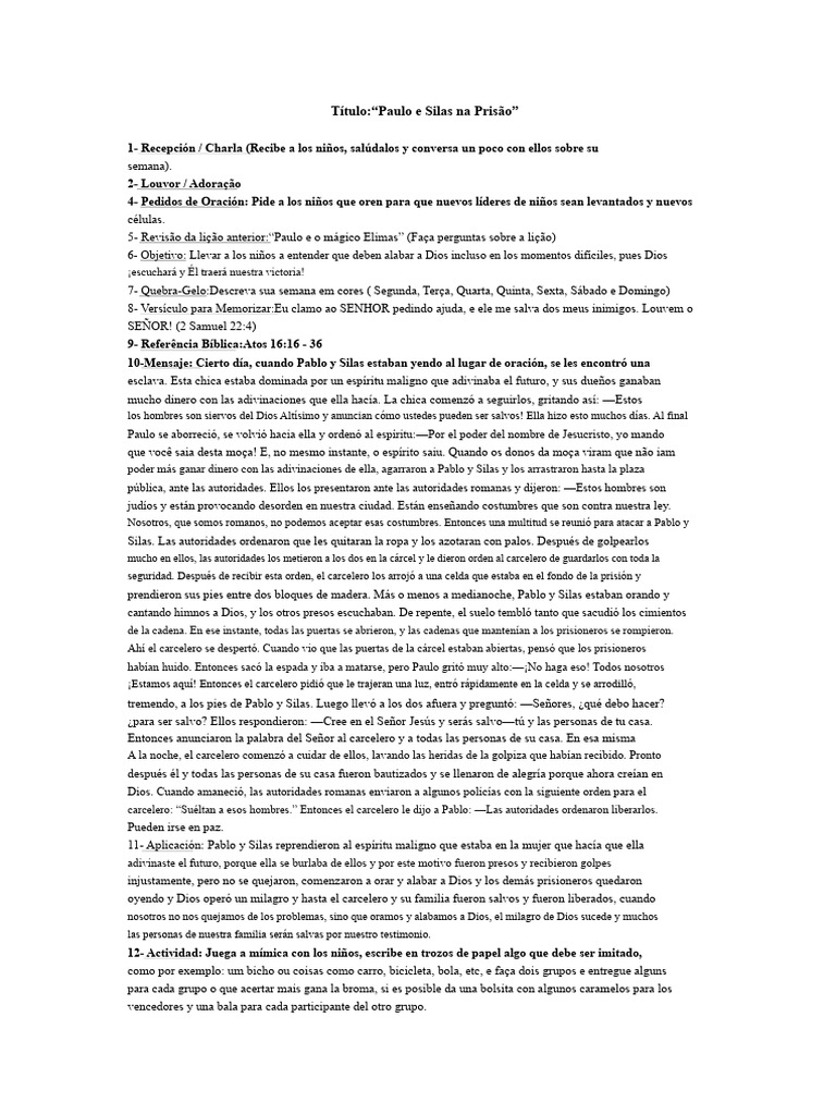 "Lecciones de Fe: Pablo y Silas" | PDF | Pablo el apóstol