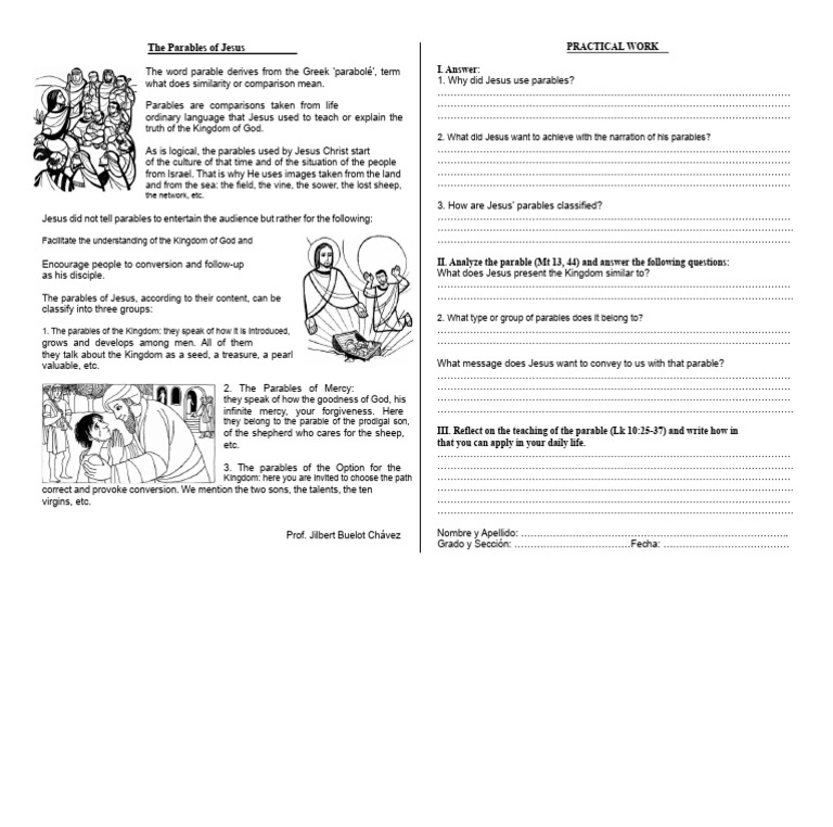 Sheet 2: The Parables of Jesus | PDF | Parables Of Jesus | Jesus