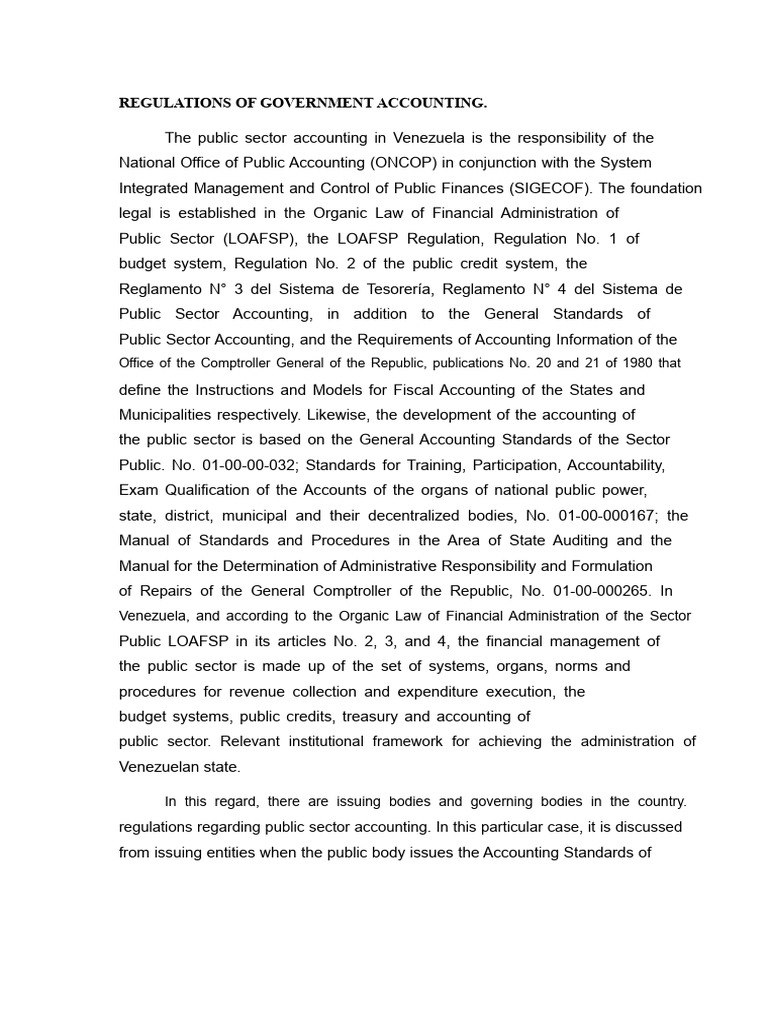 Regulations of Government Accounting | PDF | Accounting | Macroeconomics
