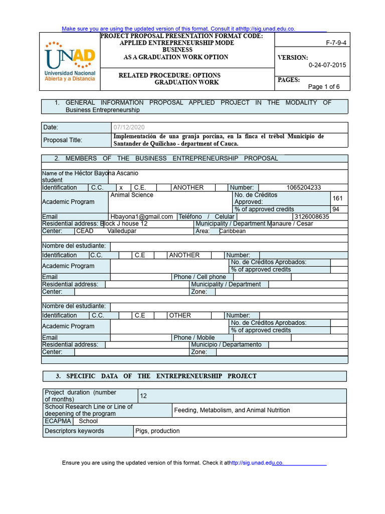 Pig Farming Project Proposal in Cauca | PDF | Pig | Methodology