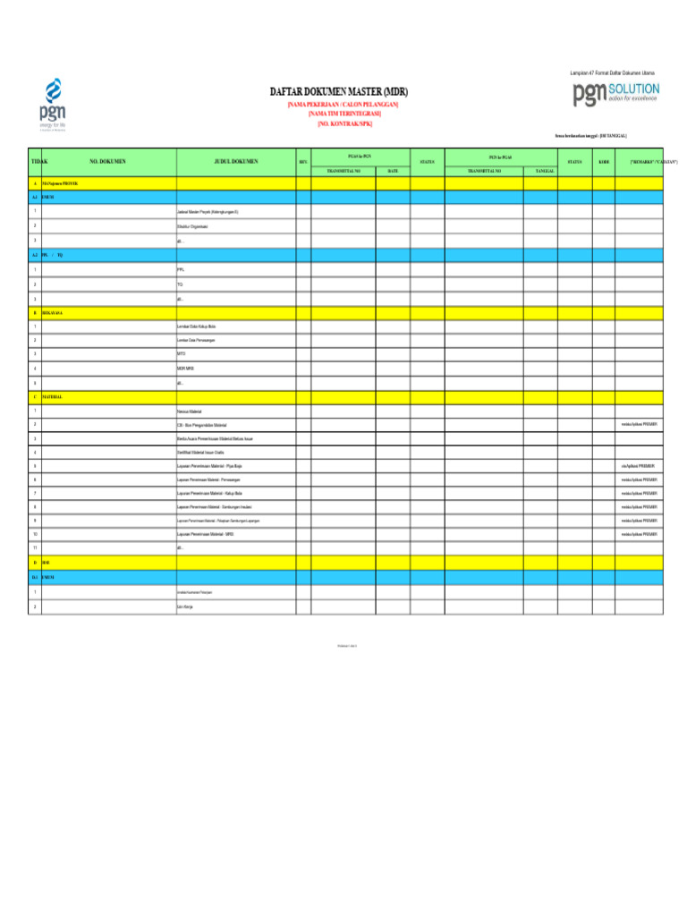 Format Daftar Dokumen Master MDR | PDF