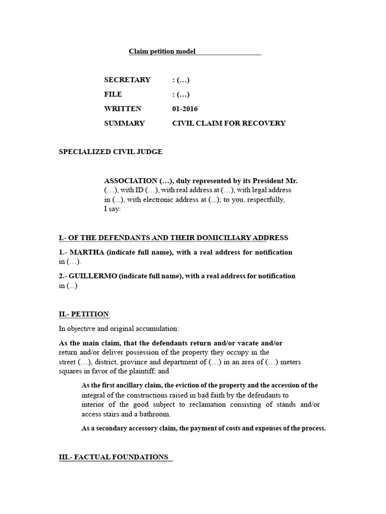 Claim Petition Model | PDF | Justice | Crime & Violence