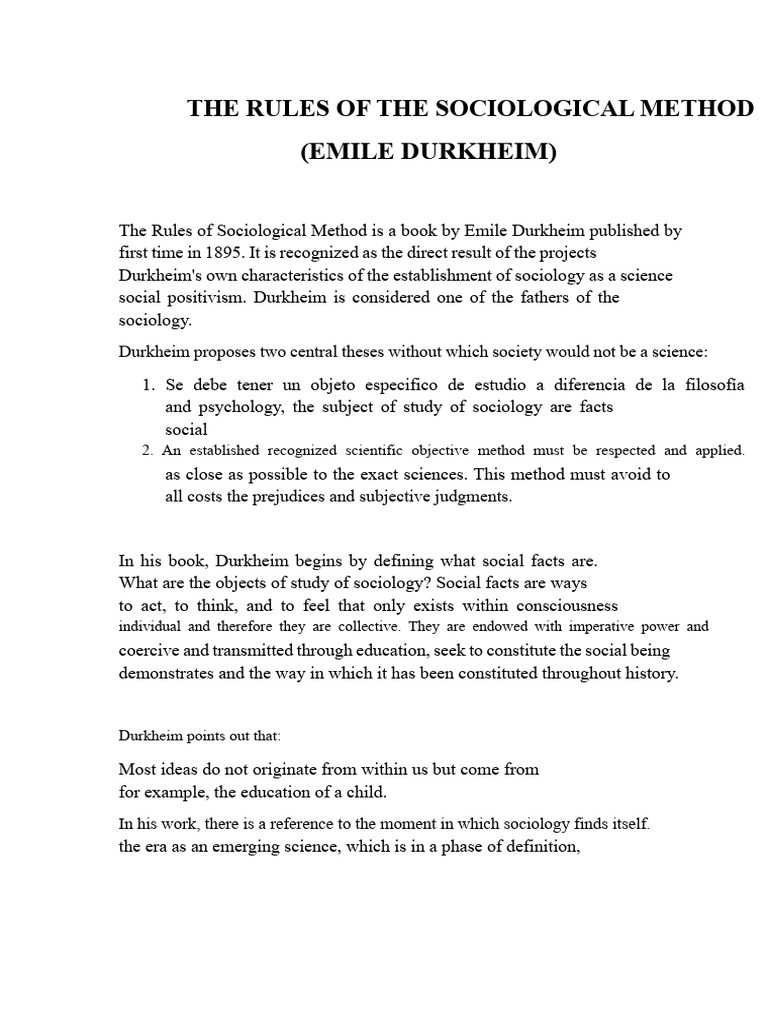 Durkheim's Sociological Method Explained | PDF