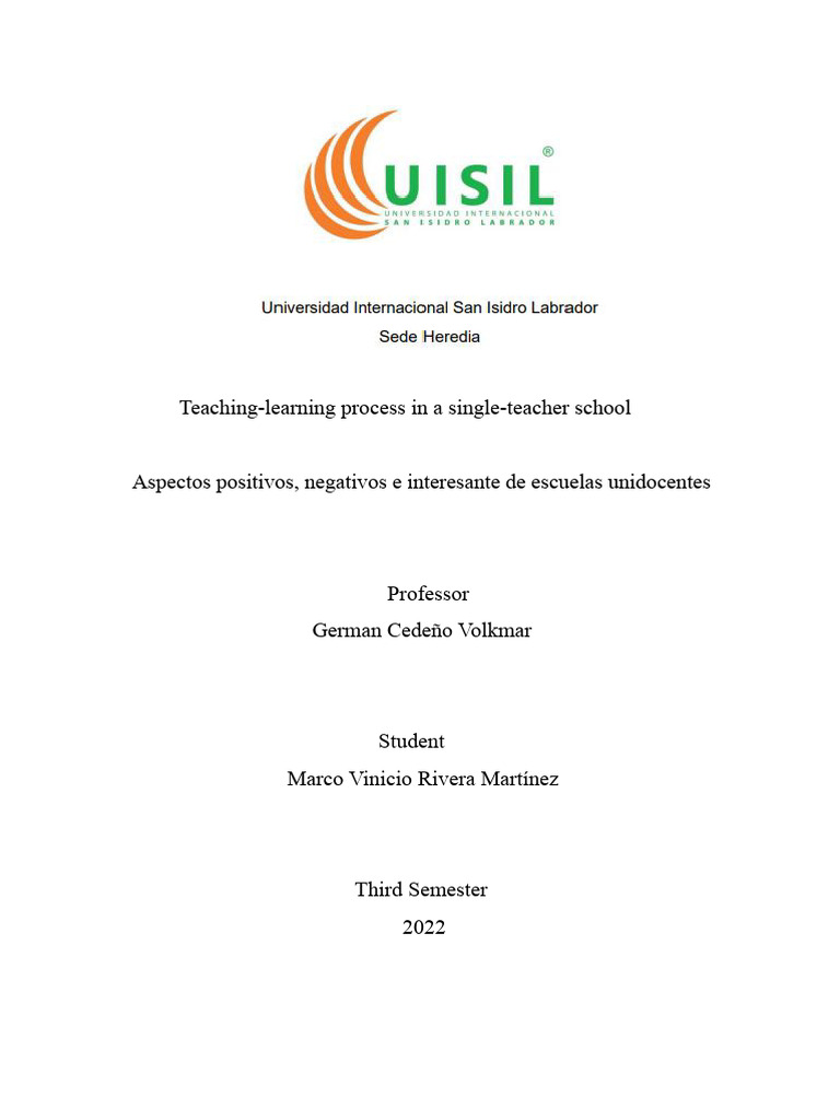 Single-Teacher School Insights: Pros & Cons | PDF | Learning | Cognition