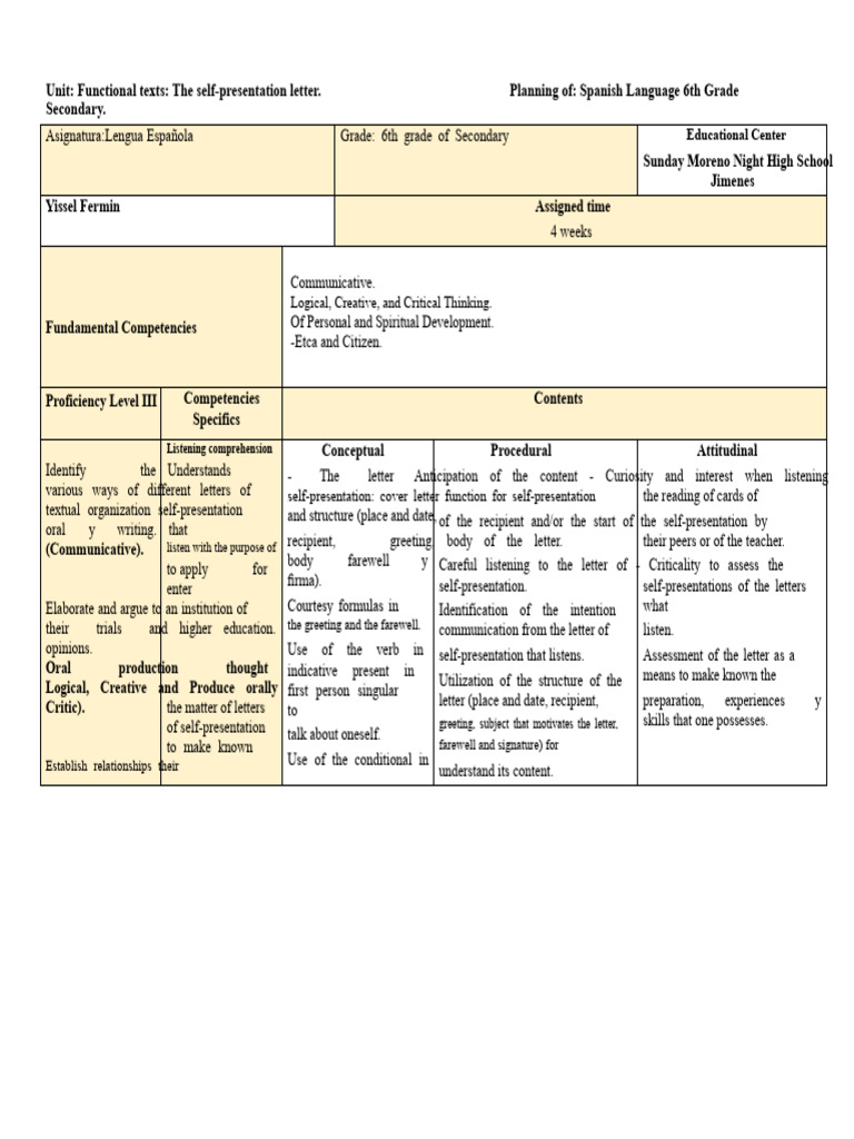 Complete planning for 6th grade of secondary DMJ (2) (2) | PDF ...