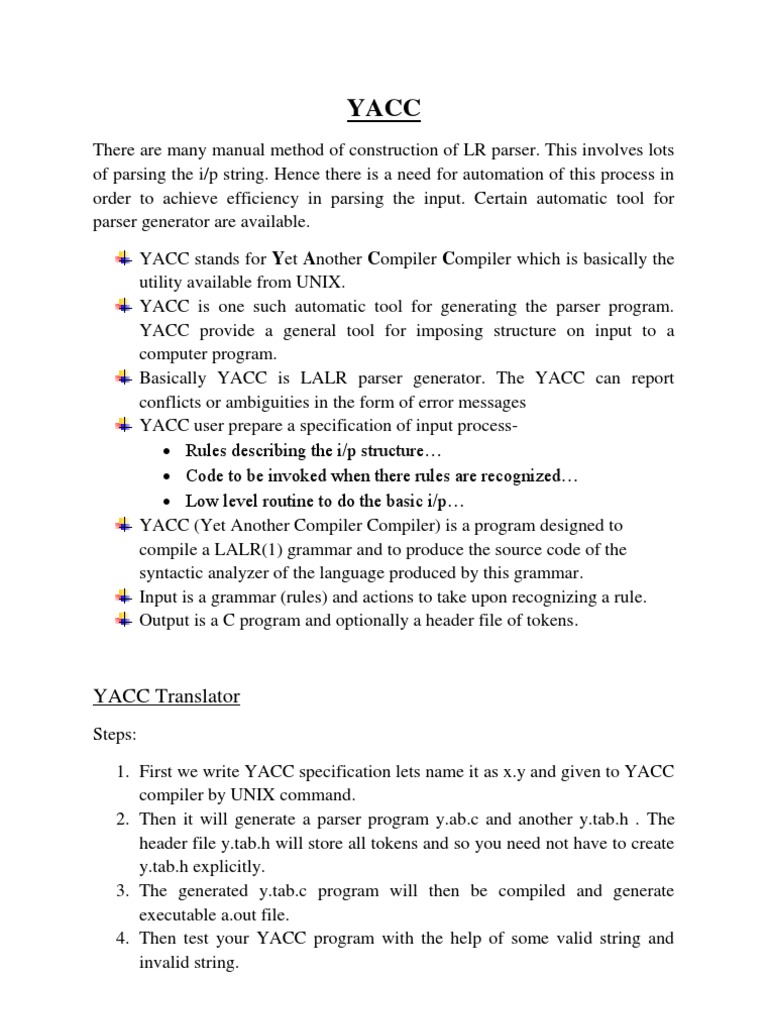 YACC With Example | PDF | Parsing | Compiler