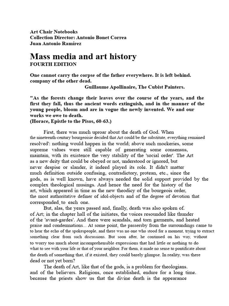 Introduction To Mass Media and Art History. J.A. Ramírez. PR | PDF | Image