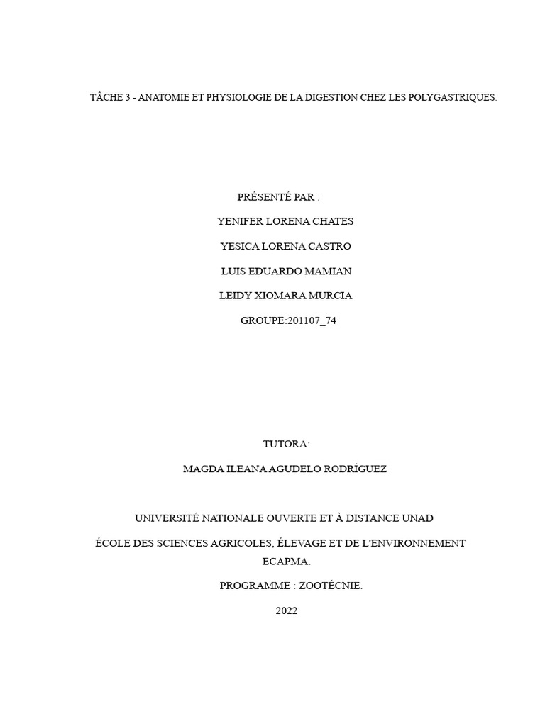Anatomie de la digestion des polygastriques | PDF | Tractus gastro ...