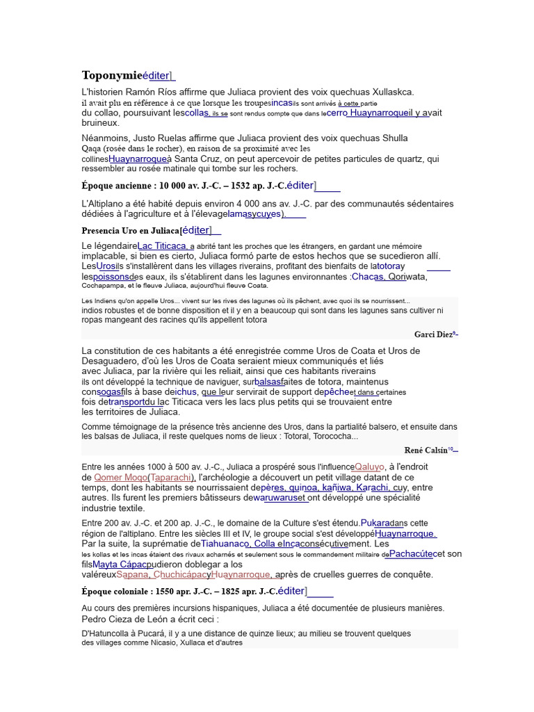 Origines et histoire de Juliaca | PDF | Pérou