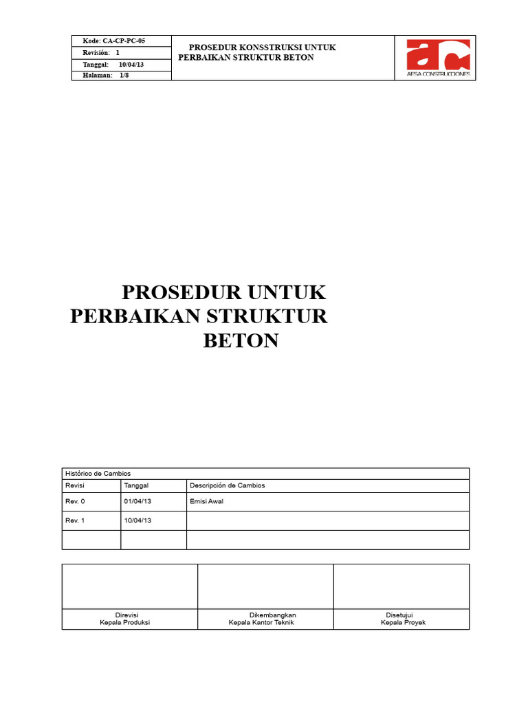 Prosedur Perbaikan Struktur Beton | PDF