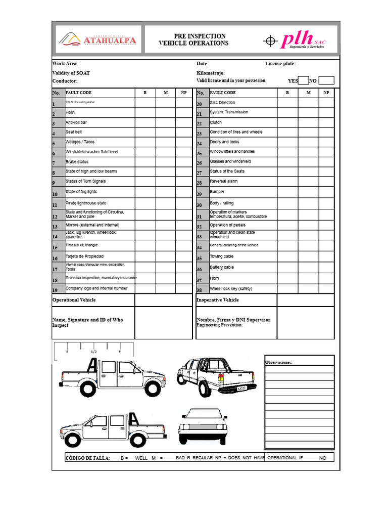 Checklist Format - Truck | PDF | Vehicles | Automotive Technologies