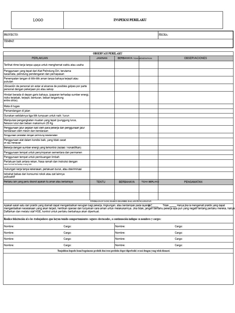 Inspeksi Perilaku.xls | PDF