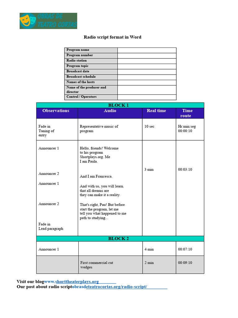 radio-word script format | PDF
