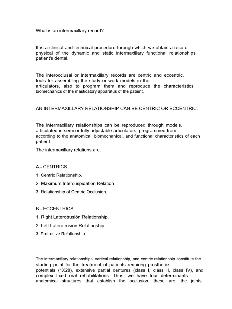 What Is An Intermaxillary Record? | PDF | Dentistry Branches | Dentistry