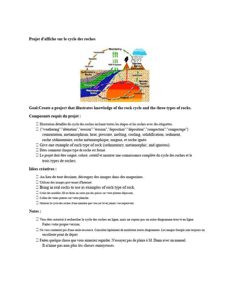 Projet créatif sur le cycle des roches | PDF | Pétrologie