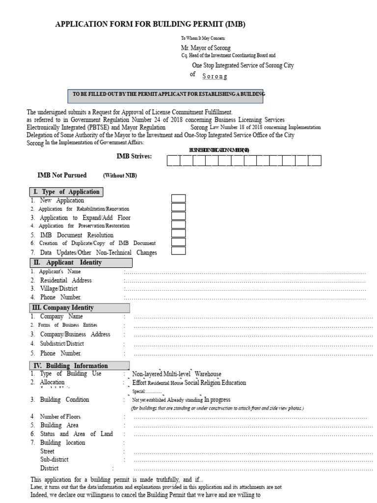 Building Permit Application Form IMB | PDF | Notary Public | Deed