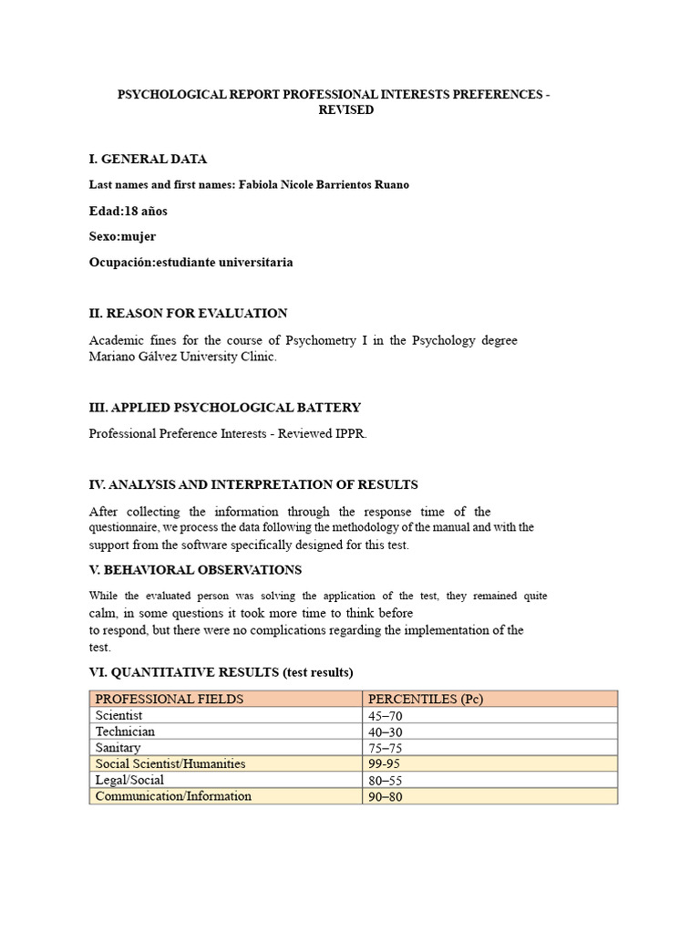 PSYCHOLOGICAL REPORT IPPR | PDF | Design | Social Sciences