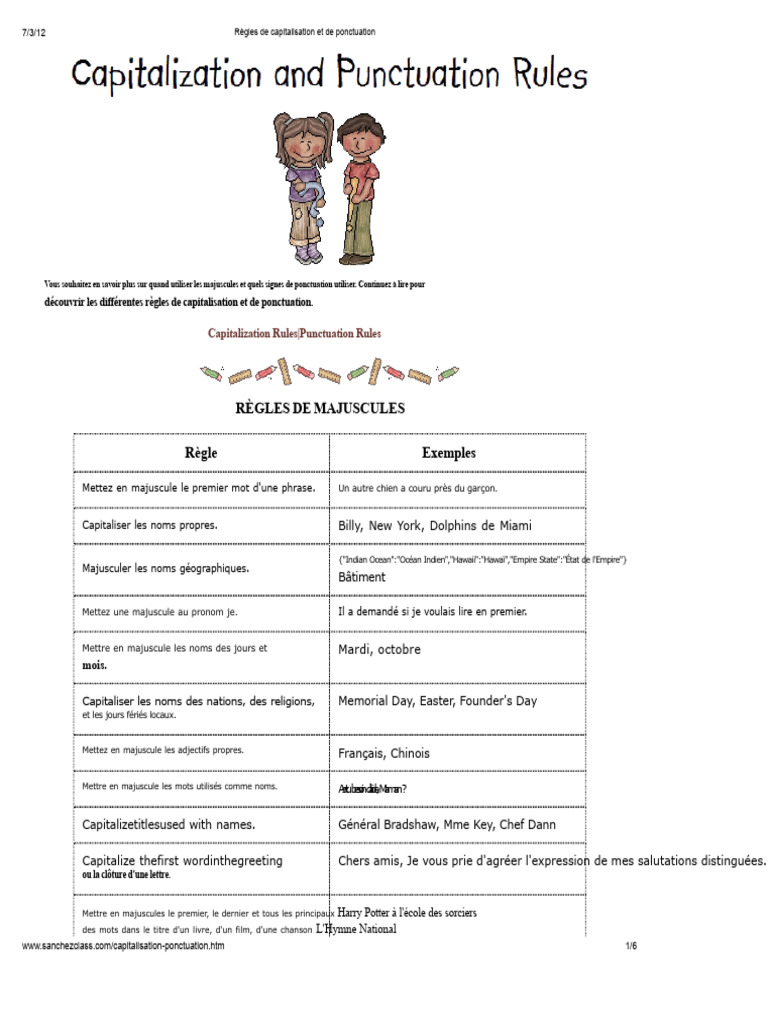Règles de Majuscules Et de Ponctuation | PDF | Phrase | Écriture bicamérale