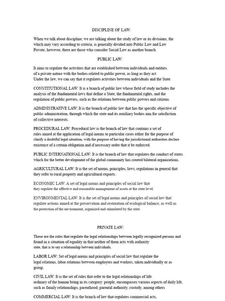 Definitions - Discipline of Law | PDF | International Law | Public Law