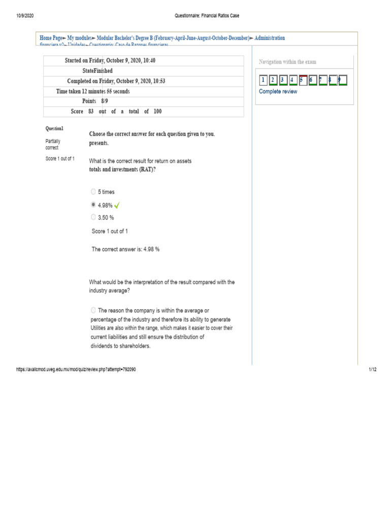 Questionnaire - Financial Ratios Case - Starlight Packing | PDF ...
