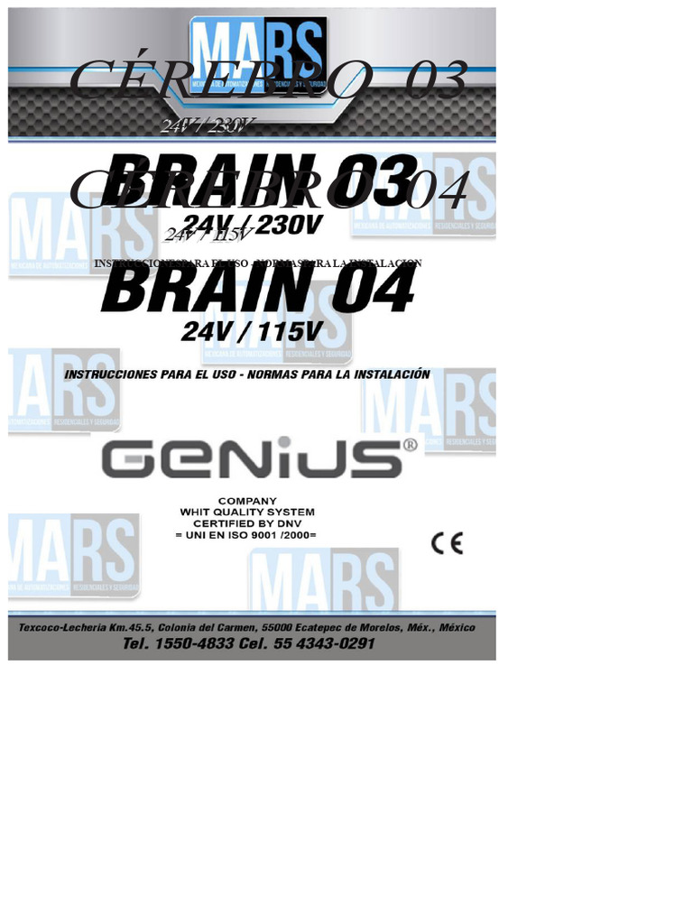 manual GENIUS brain 03-04 a 24v | PDF | Automação | Transformador
