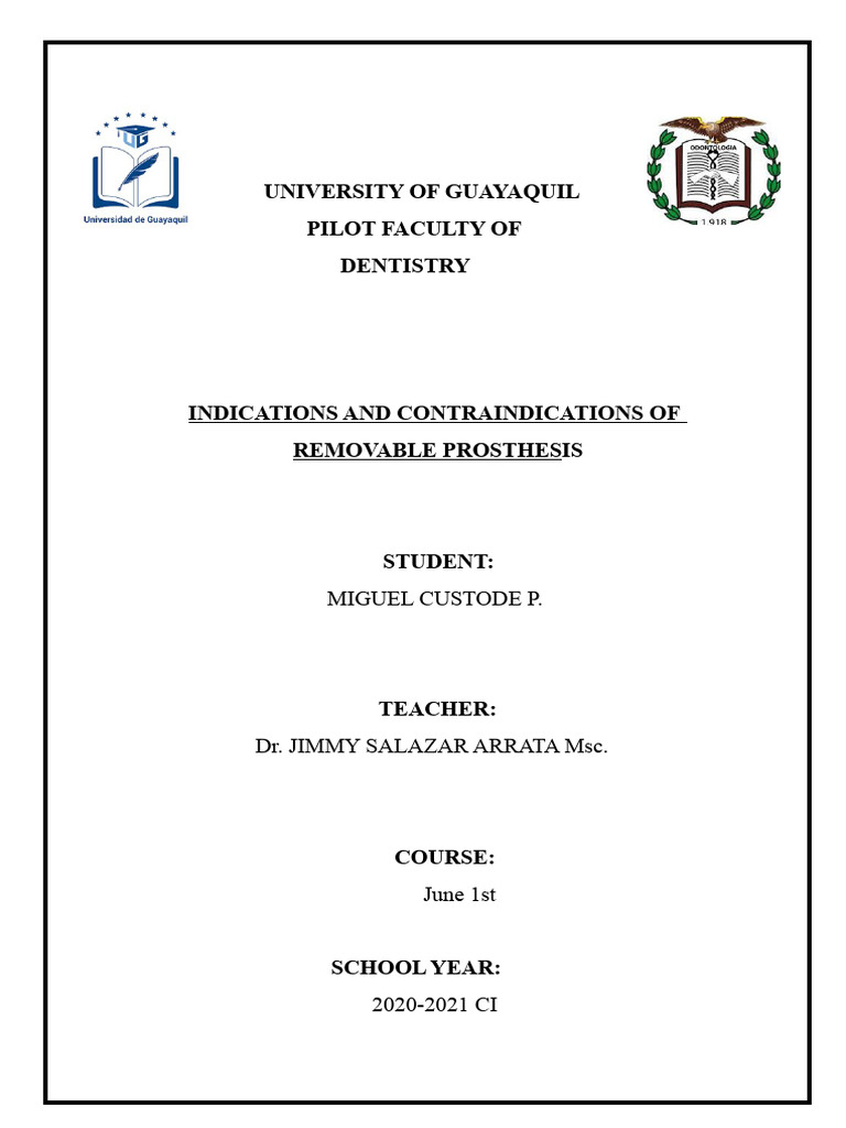 Indications for Removable Prosthesis | PDF | Dental Implant | Prosthesis